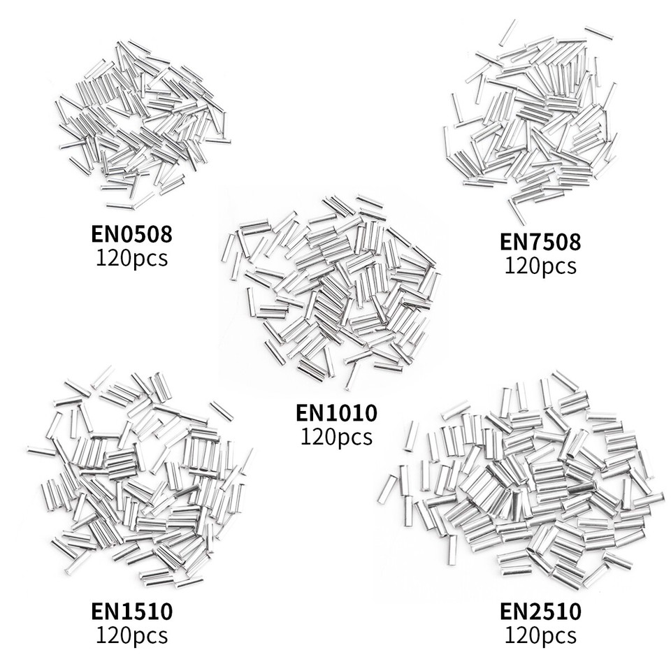 600PCS Copper Bare Wire Splice Terminals Uninsulated Ferrules Crimp ...