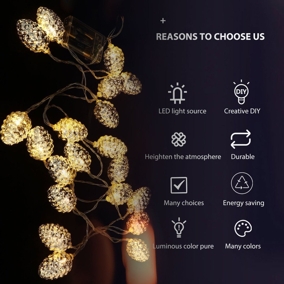 Snowflake Pattern Light String New Year Lights Decor Strands Decoration ...