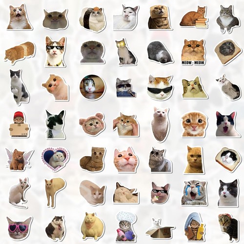 100 Pcs Cute Cat Meme Stickers, Funny Kitten Stickers for Journaling ...