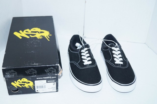 NSS Ralston Black Canvas Low Top Lace Up Skateboard Shoes Size 2 Medium ...