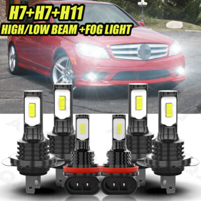 For Mercedes Benz C350 C300 2008 2009 2010 - 6PC LED Headlight + Fog ...