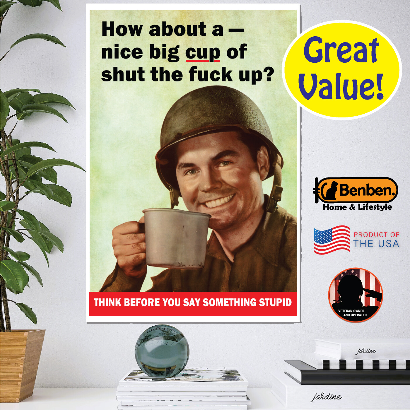 POSTER WWII-Style Cup of STFU Retro-Vintage MULTIPLE FORMATS PAPER or ...