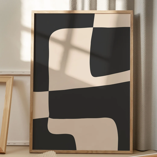 Mid Century Modern, Black Abstract poster Choose your Size | eBay Australia
