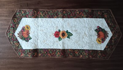 Rustic Fall Handmade Quilted Machine Stippling Table Runner Topper 42 x ...