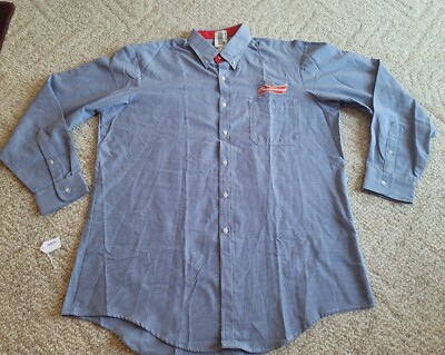 Budweiser Bud Light Button Up Work Shirt X-Large L/S Blue White Check ...