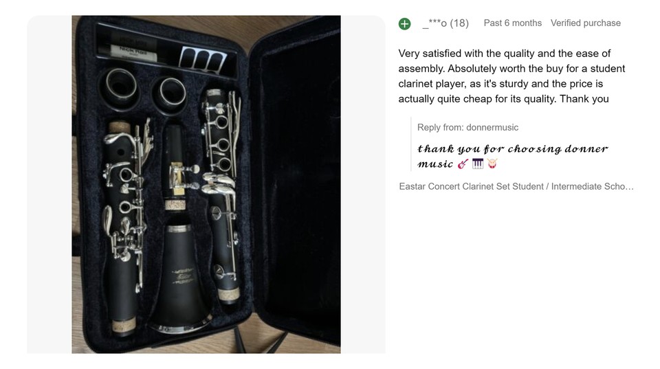 Eastar Concert Clarinet Set Student / Intermediate School Band ...