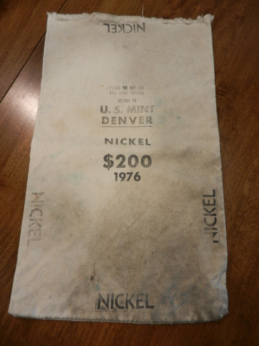 Vitg 1976 Federal Reserve U.S. Mint Denver Canvas Money Bag 1976 Nickel ...