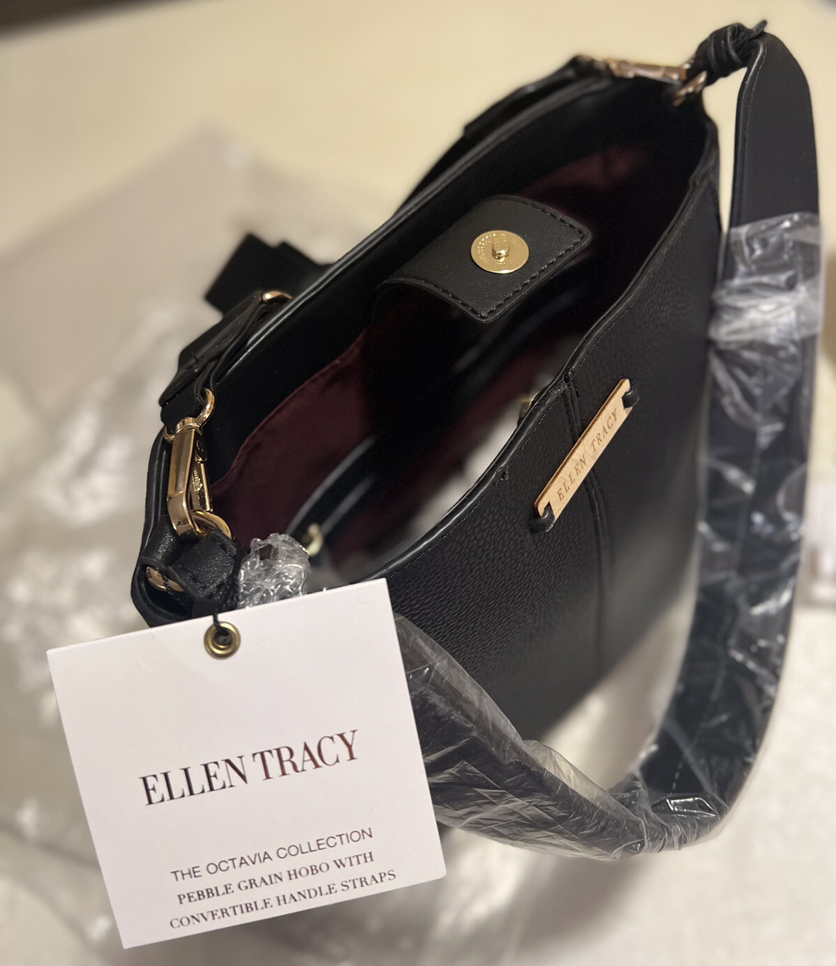 Ellen Tracy Handbags Pebble Grain Hobo W/Convertible Handle Straps ...