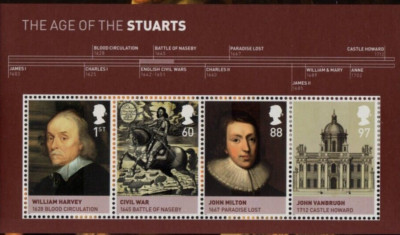 MINT 2010 GB HOUSE OF STUART AGE OF STUARTS MONARCHS STAMP MINI SHEET ...