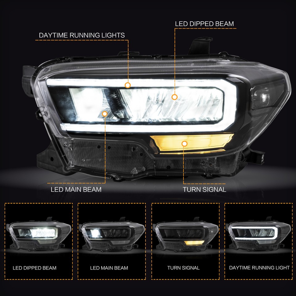 VLAND Full LED Reflector Headlights For 2015-2021 Toyota Tacoma W/LED ...