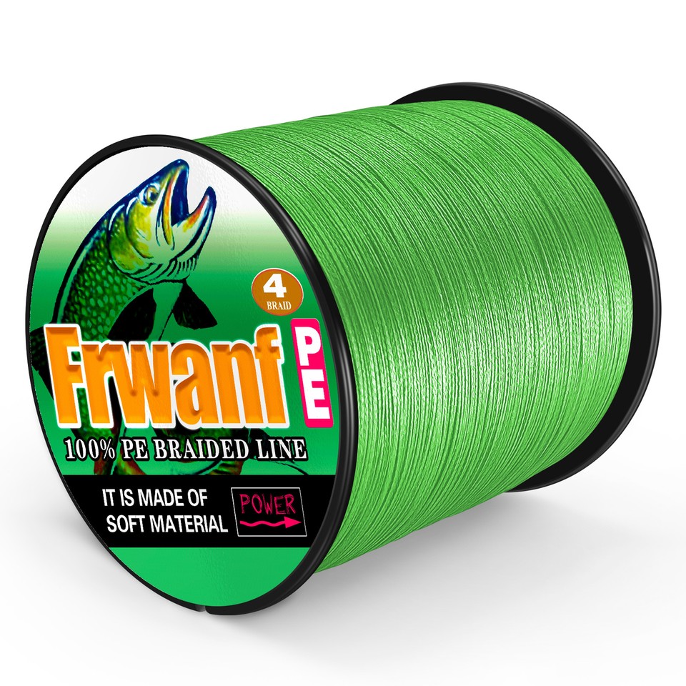 100M-2000M Fluorescent Green Braided Fishing Line Multifilament Braid ...