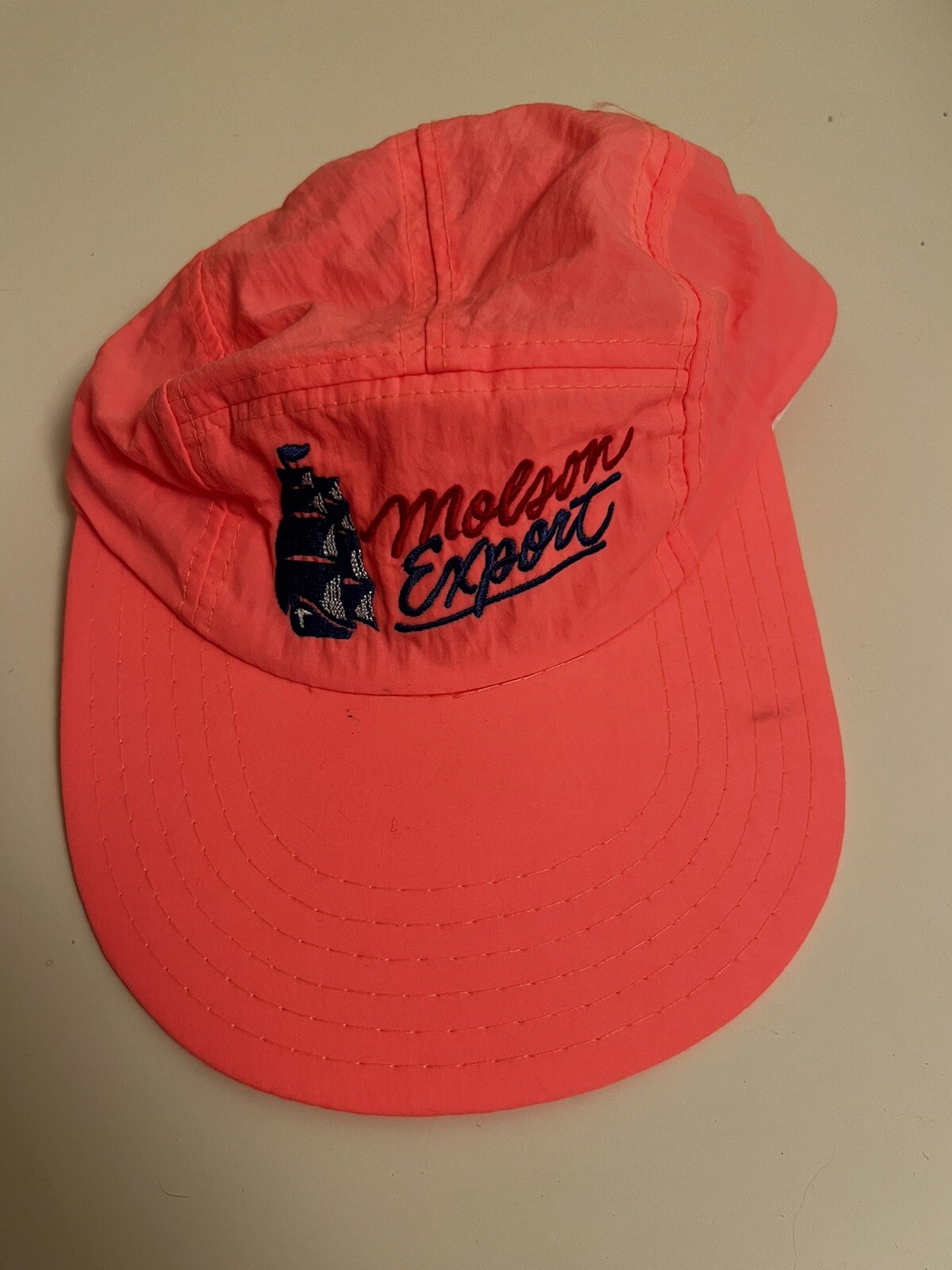 Vintage Molson Export Beer Hat. Long Brim. Neon 80s 9… - Gem