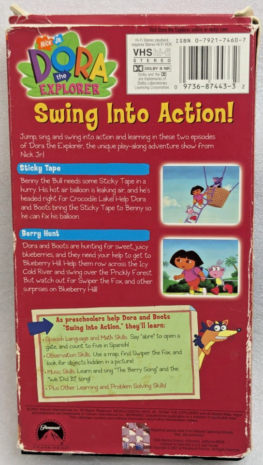 Dora The Explorer Swing Into Action (VHS, 2001, Nick Jr.) 97368744332| eBay