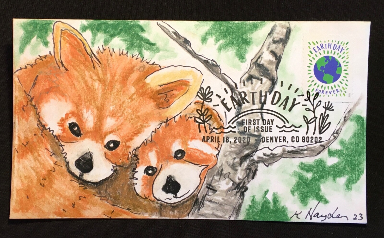 Earth Day 2020 FDC, Kate Hayden cachet art, Red Panda, Asia - La Paz ...