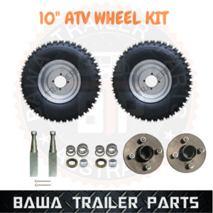 10" ATV WHEEL KIT WITH 40mm SQ STUB AXLES & HUBS QUAD BIKE MOWER ...