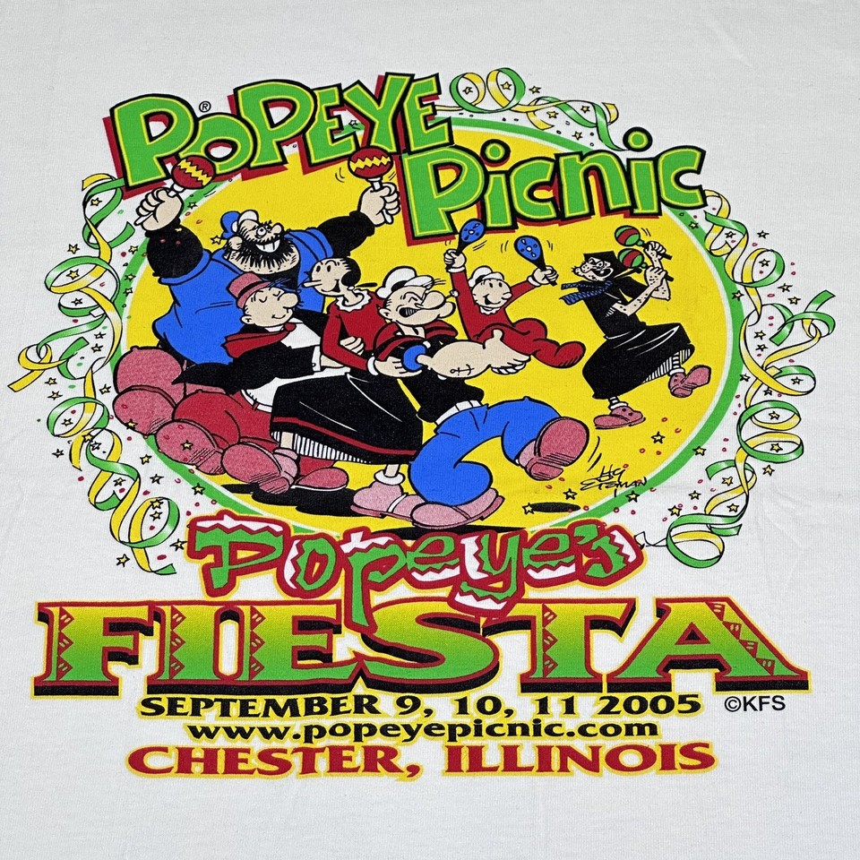 2005 Popeye Picnic Fiesta Chester IL Sailor Spinach Cartoon T-Shirt ...
