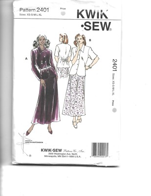 New Uncut Kwik Sew Pattern 2401 XS-XL, Skirt & Blouse, 1994 Vintage | eBay