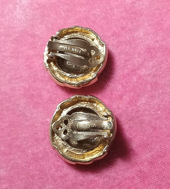 Vtg Panetta Indian Head Penny 1889 & 1905 Rhinestone goldtone Earrings ...