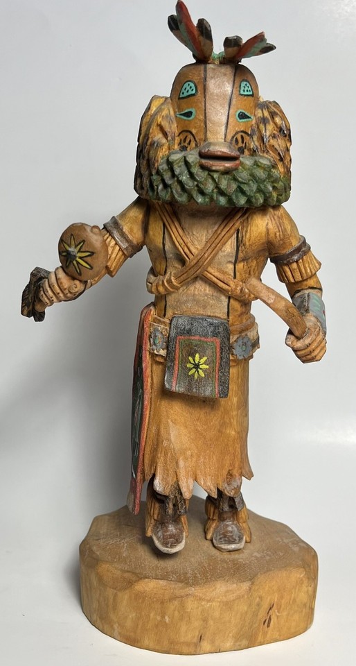 AMAZING Native Hopi Kachina Honan Badger Wood Carve Doll Statue Figure ...