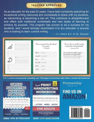 Cursive Handwriting Workbook for Teens: Learning Cursive with ...