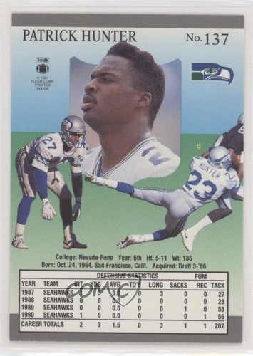 1991 Fleer Ultra Patrick Hunter #137 Rookie RC | eBay