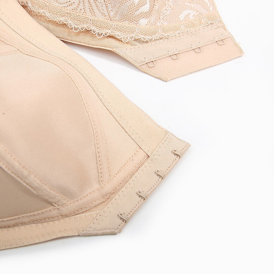 Women's Front Closure Posture Bra Support Wireless Unpadded Lace ...