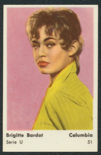 1959 BRIGITTE BARDOT COLUMBIA TV & MUSIC STARS DUTCH GUM CARD SERIE U ...