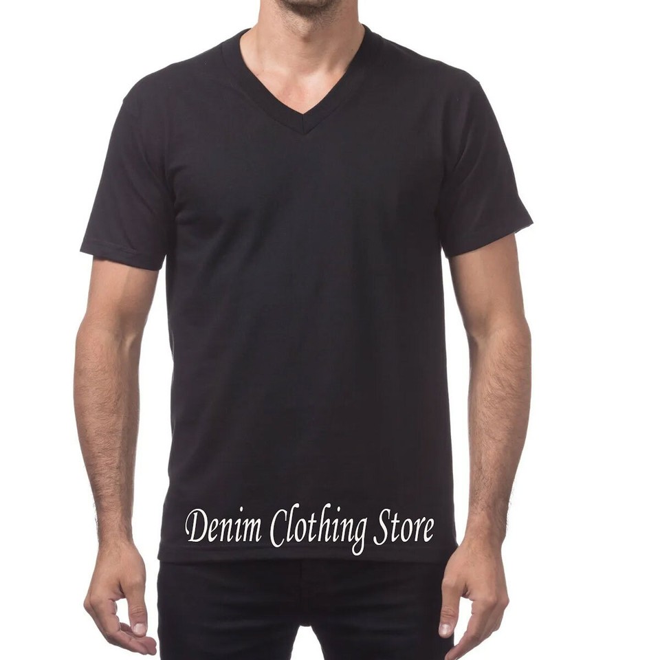 PRO CLUB V NECK T SHIRTS PLAIN MENS COMFORT SHIRT SHORT SLEEVE BIG AND ...