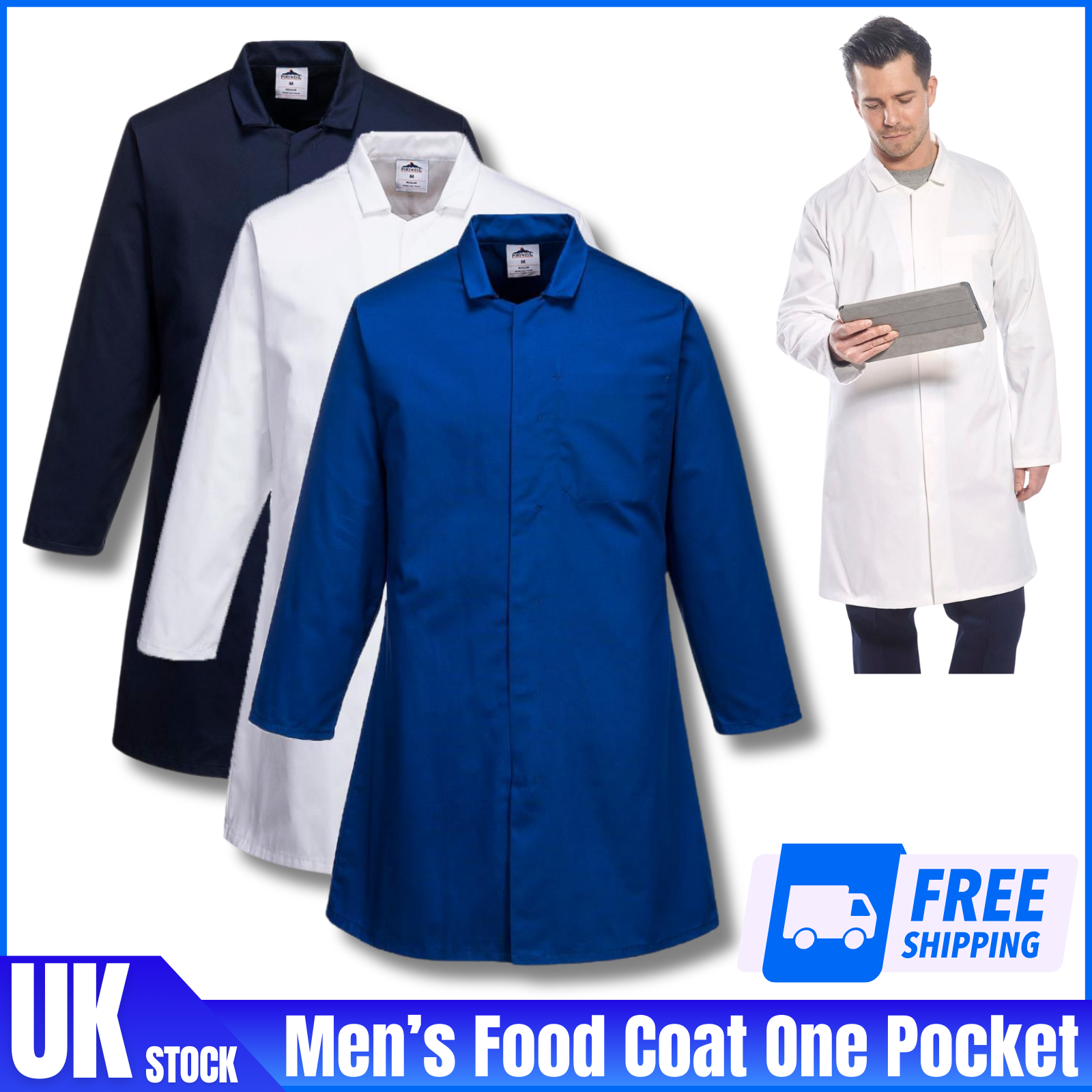 Portwest Food Catering Professional Coat Factory Industry Hygien Lab ...