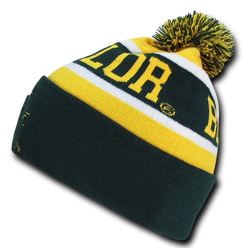 Green Baylor University BU Bears NCAA Winter Pom Cuff Knit Ski Beanie ...