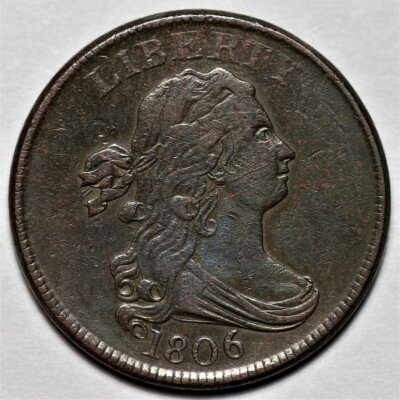1806 Draped Bust Half Cent - Small 6/Stemless - Corrosion - US 1/2c ...
