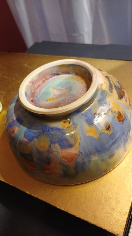 “Vintage Studio Pottery Bowl Abstract Multicolor Glaze Art Ceramic ...