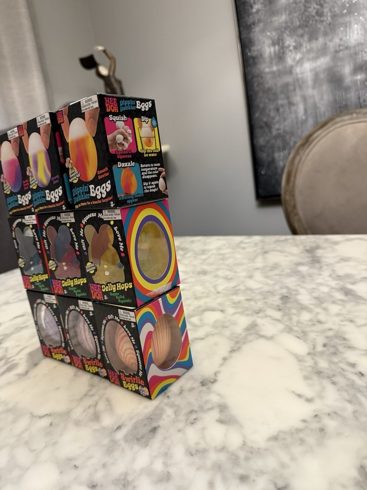 🐰Nee Doh Complete Easter Set of 9 Dippin Dazzler Swirlie Eggs Jelly ...