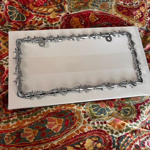 New Barb Barbed Wire License Plate Frame Chrome Silver Acrylic Thin ...