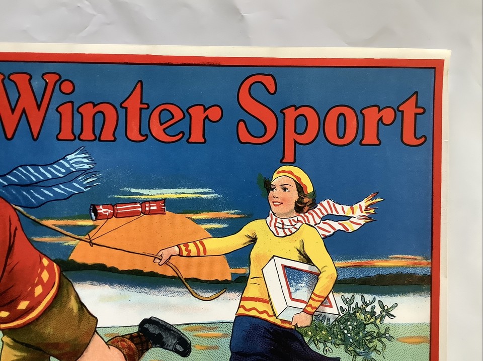 Christmas Cracker Label “Winter sport Crackers” Genuine Vintage | eBay UK