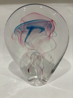 Mike Zelenka Hand Blown Signed Art Glass Sculpture Blue And Pink | eBay