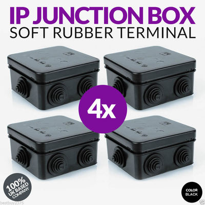 4X CCTV Outdoor BLACK IP Junction Box IP55 For Cameras CCTV 85x85x42mm ...