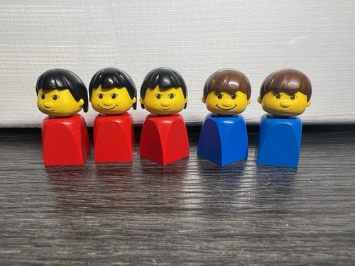 Lot of 5 Vintage LEGO Basic Figure Finger Puppet - blue red boy girl 1. ...