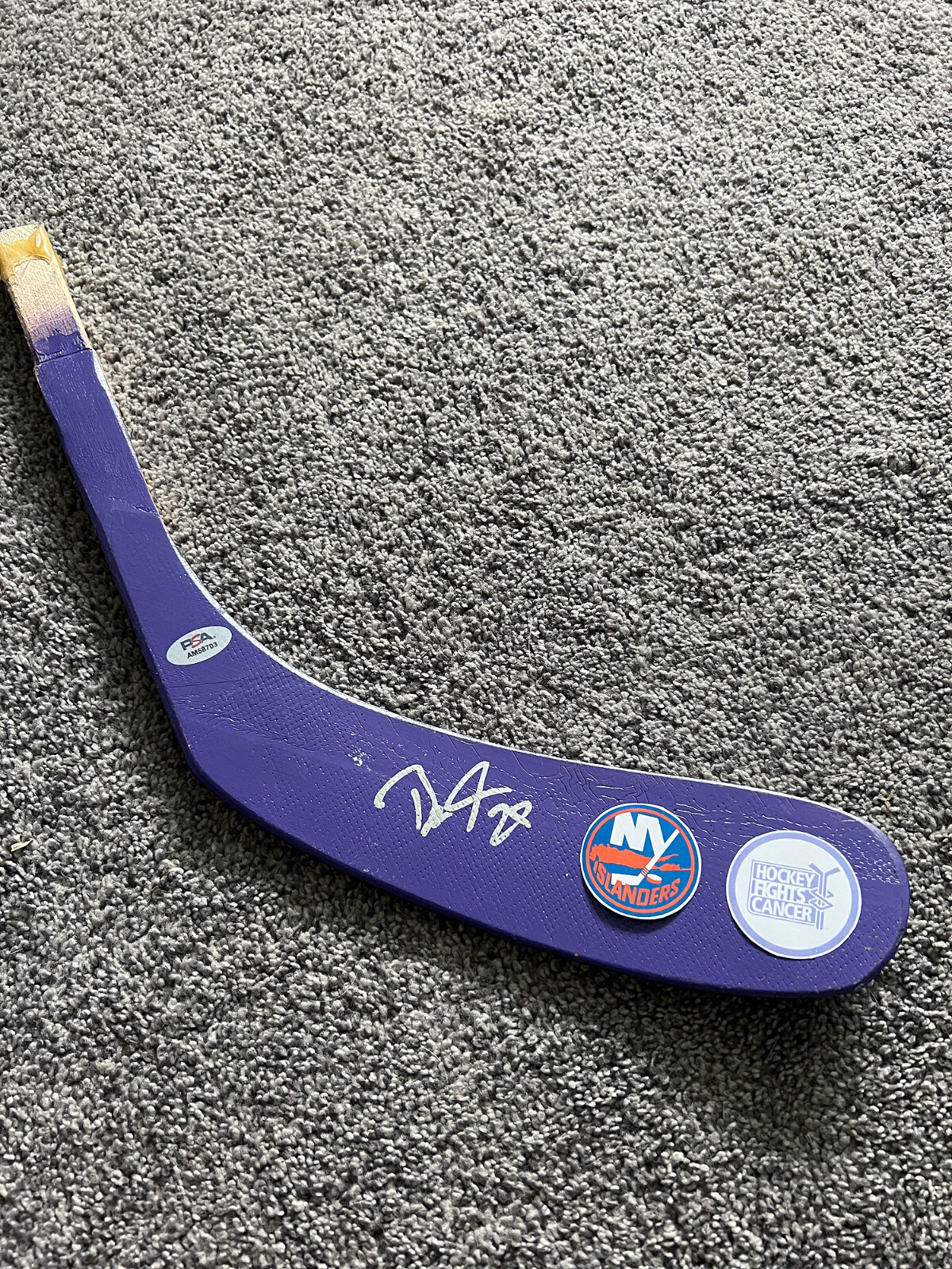 BROCK NELSON New York Islanders SIGNED Hockey Fights Cancer Stick Blade ...