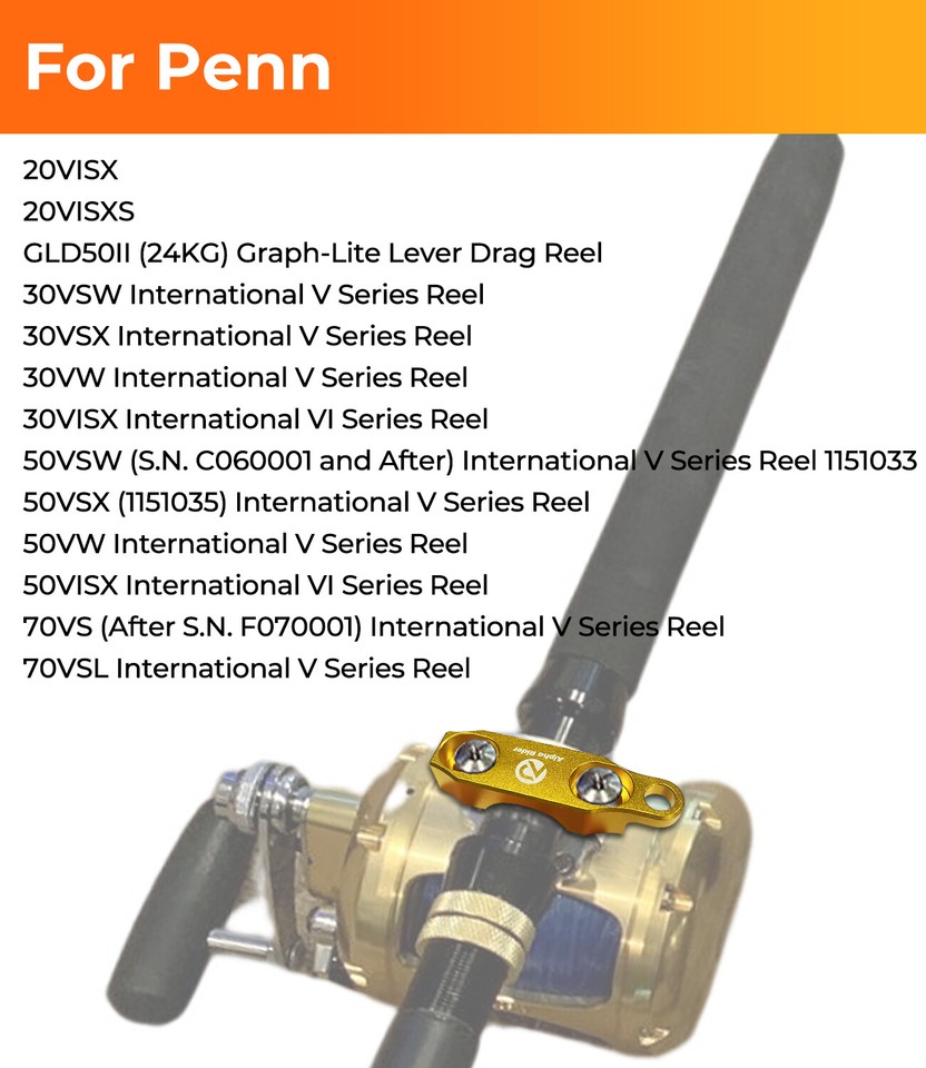For PENN Reel Clamp Anodized Fishing Engraved Gold Color International ...