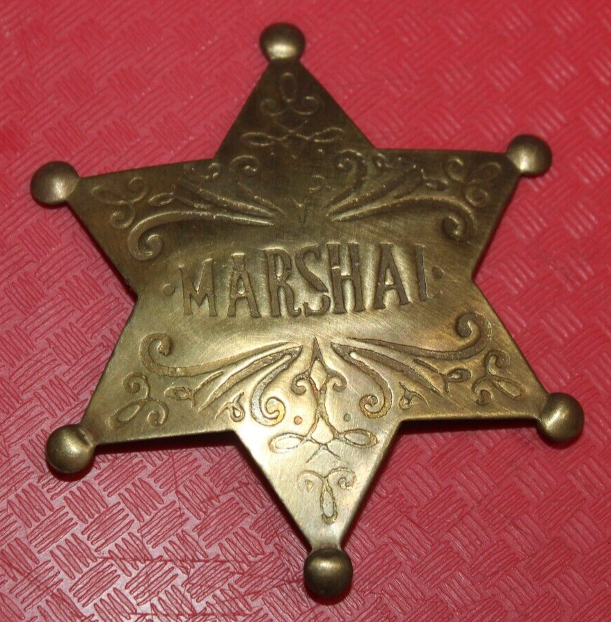 LOT OF 2 Old Western Brass Sheriff & Marshal Badges | eBay