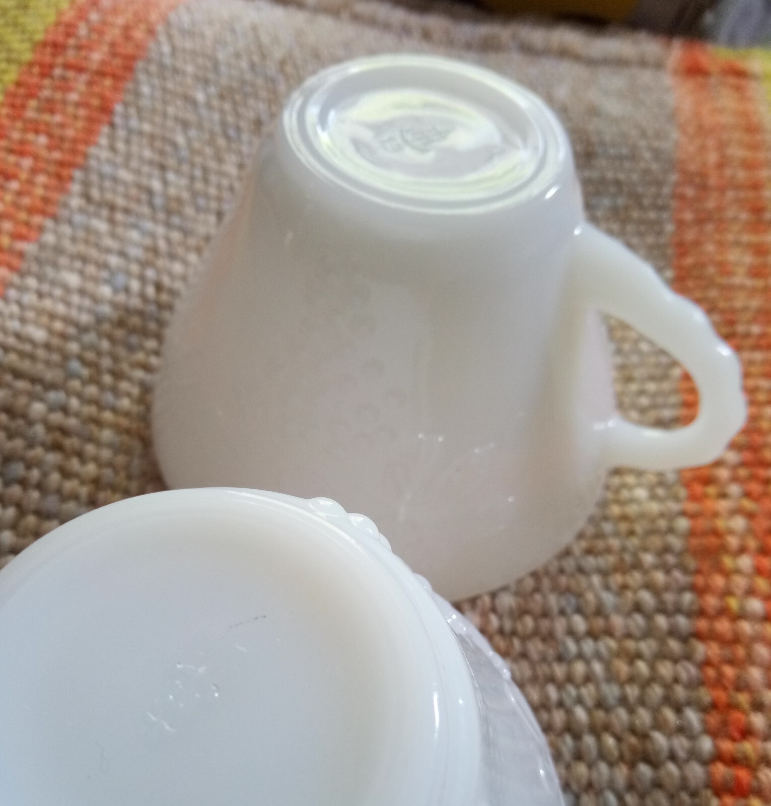 Vintage Punch Cups, Set Of 2 White Milk Glass, Anchor Hocking Patterns ...