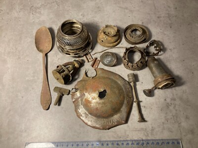 WW2 Antique Lot of Brass Parts for Kerosene Oil Hanging Hall Lamps from ...
