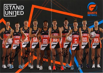 Giants netball SIGNED team poster,Melbourne vixens,NSW swift’s ...