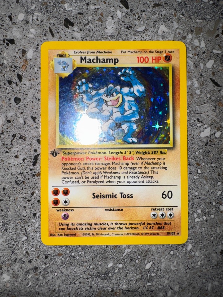 Pokemon TCG Cards 1st Edition Machamp 8/102 Base Set Holo Rare LP ...