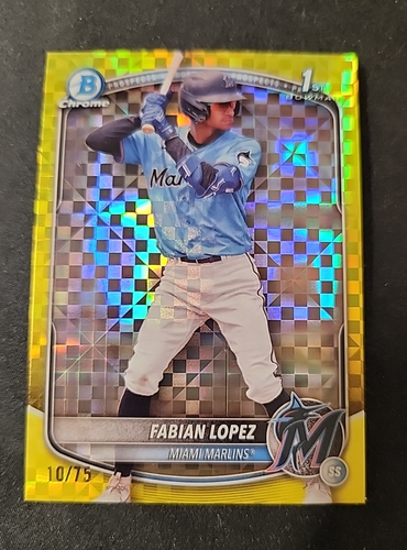 2024 Bowman Draft Fabian Lopez Yellow Checkered Refactor Marlins /75 | eBay