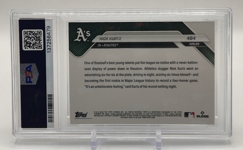 2025 Topps Now - Nick Kurtz #464 (RC) - PSA 10 | eBay