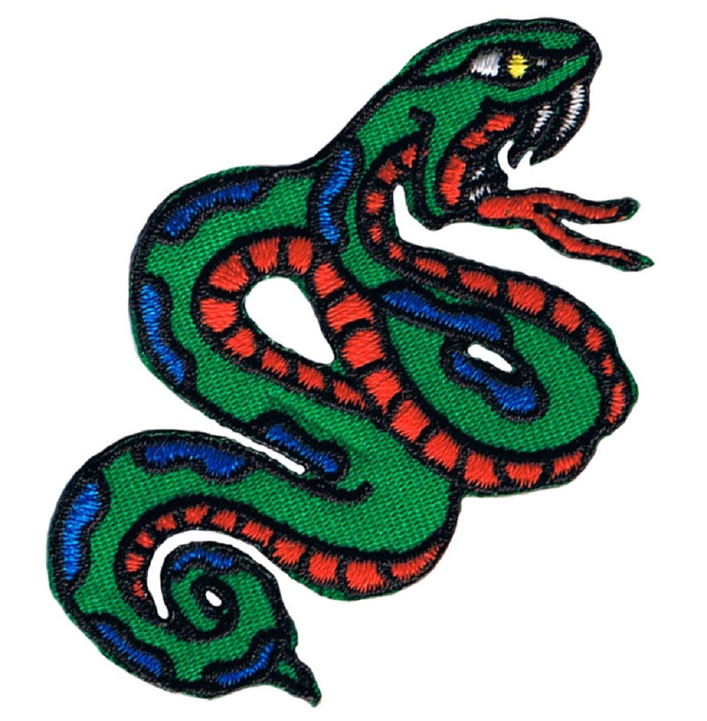 Green Red & Blue Snake Applique Patch - Embroidered Reptile Badge 2-7/8 ...
