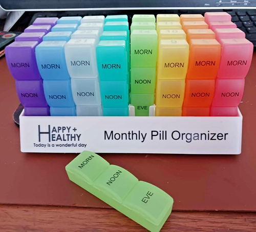 Monthly Pill Organizer 3 Times A Day, 30 Day Pill Organizer Morning ...