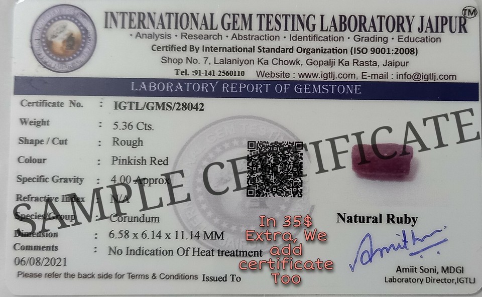 200 CT - 40 Gram 100% Natural Mozambique Ruby Loose Gemstone Certified ...